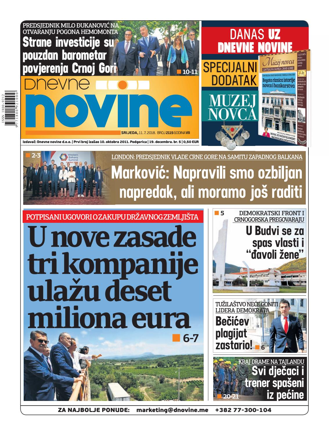 Dnevne novine 11. jul 2018. by Dnevne Novine - Issuu
