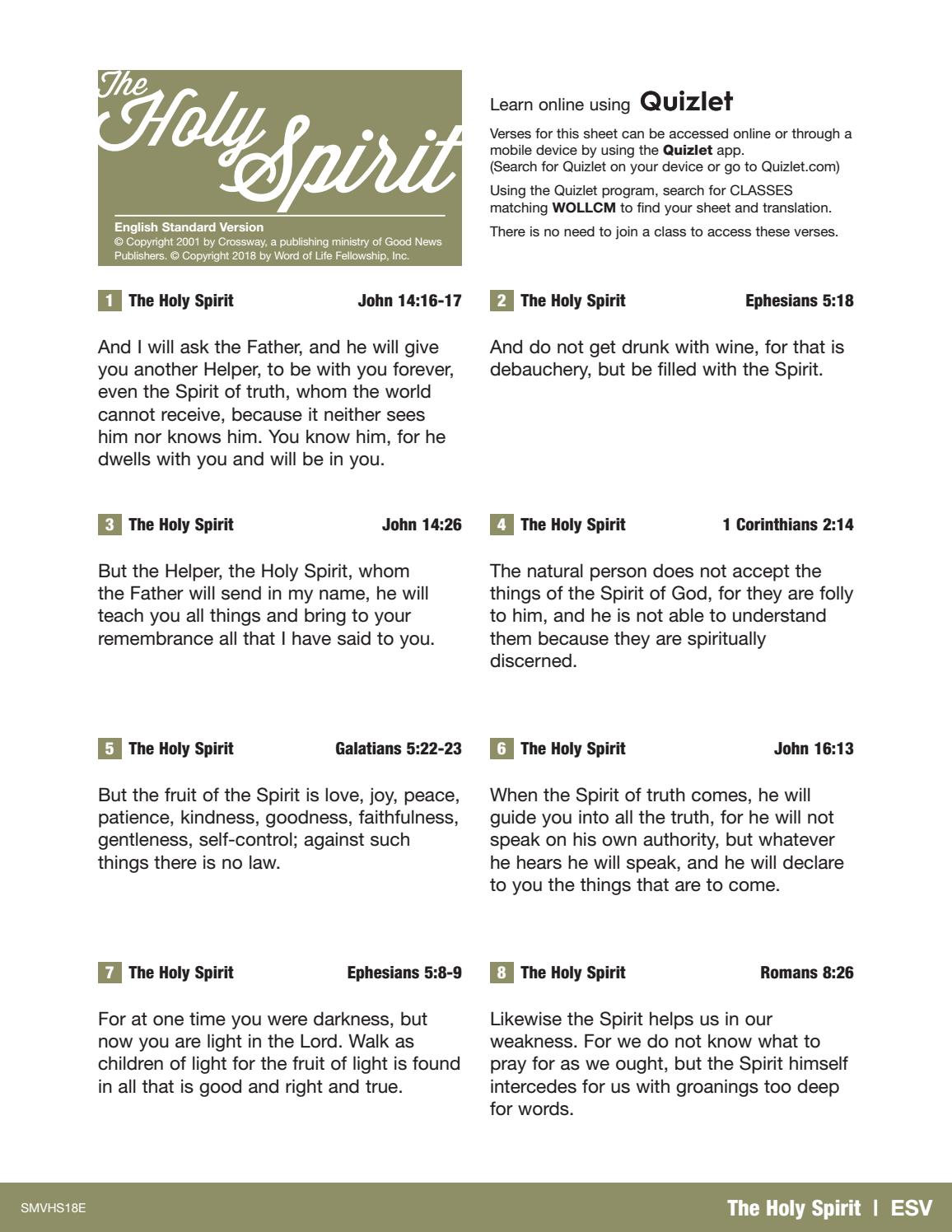 Verse Sheets - Holy Spirit by Word of Life Student Ministries - Issuu