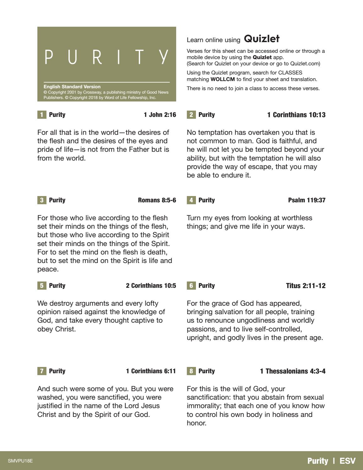 Verse Sheets - Purity by Word of Life Student Ministries - Issuu