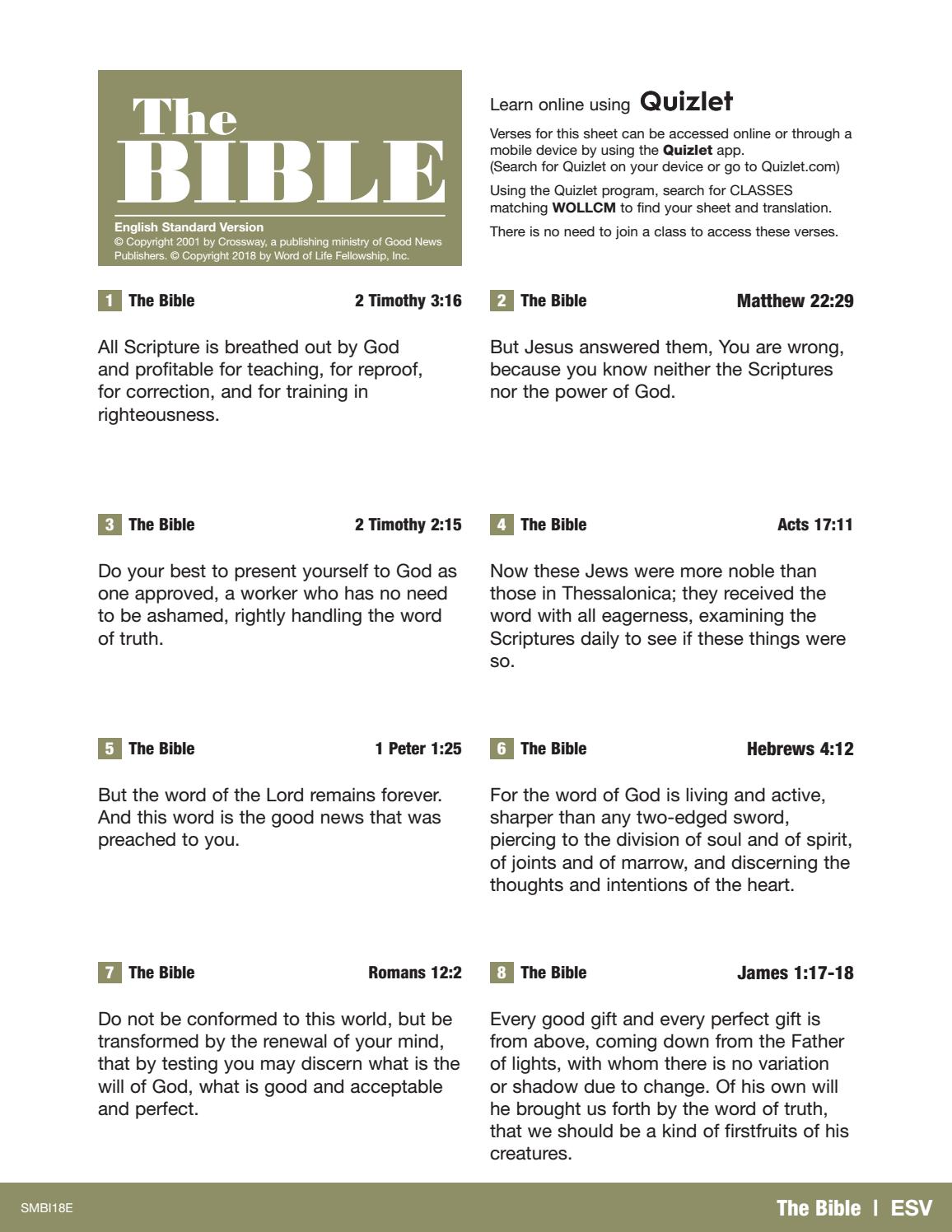 Verse Sheets - The Bible by Word of Life Student Ministries - Issuu