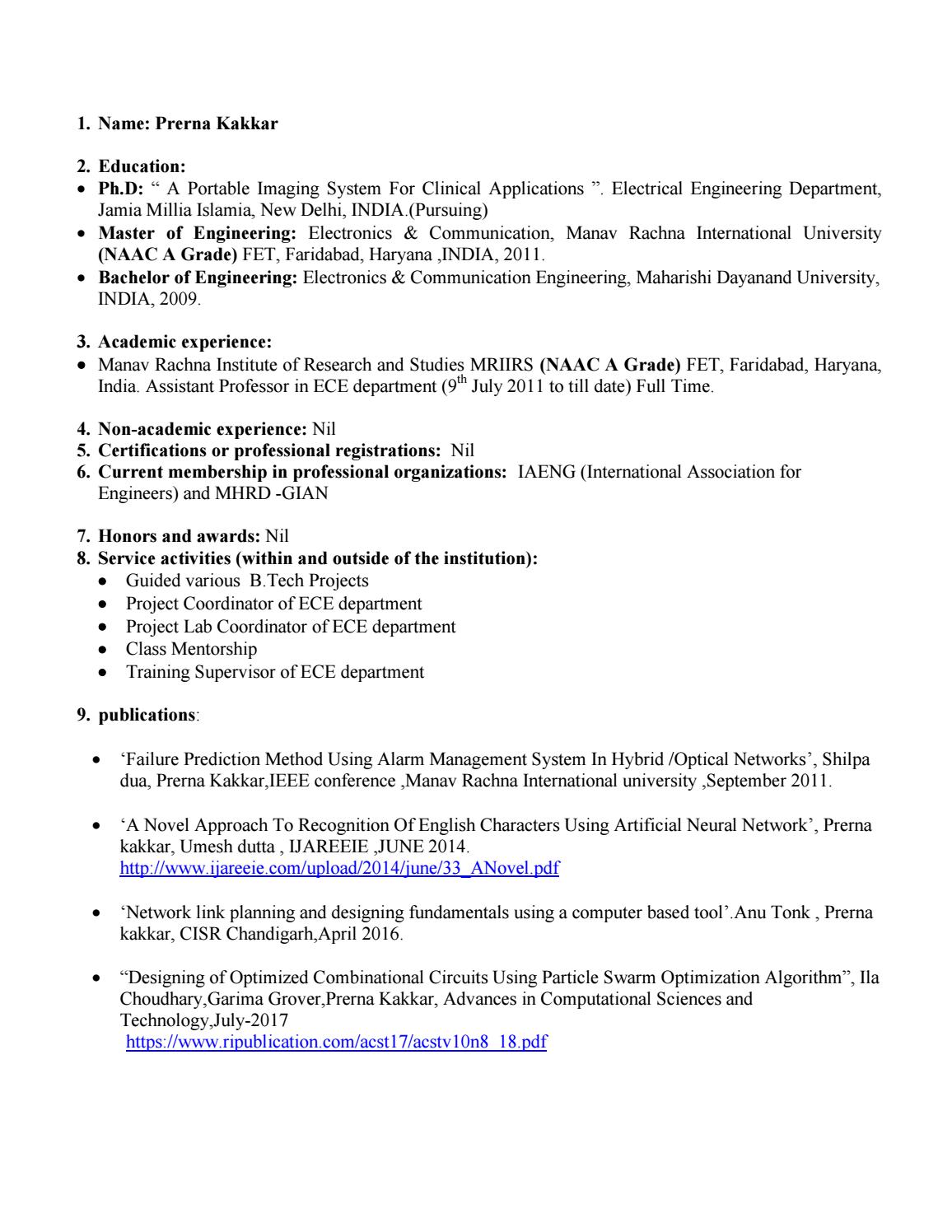 prerna-cv by Manav Rachn University - Issuu