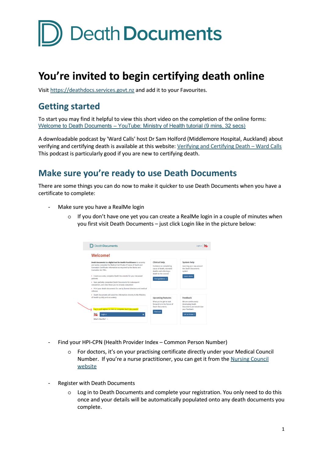 Death Documents – Getting Started by WBOP PHO - Issuu