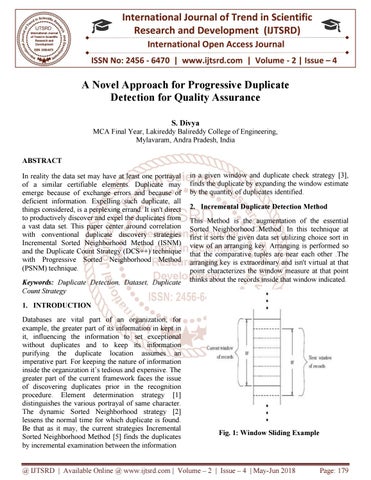 A Novel Approach for Progressive Duplicate Detection for Quality Assurance by International ...