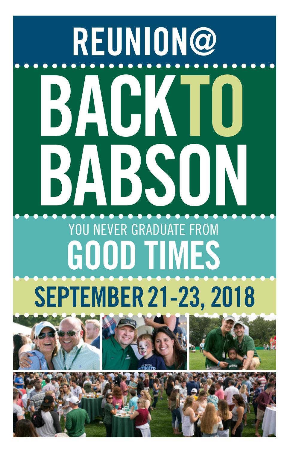Reunion at Back to Babson Brochure by Babson College - Issuu