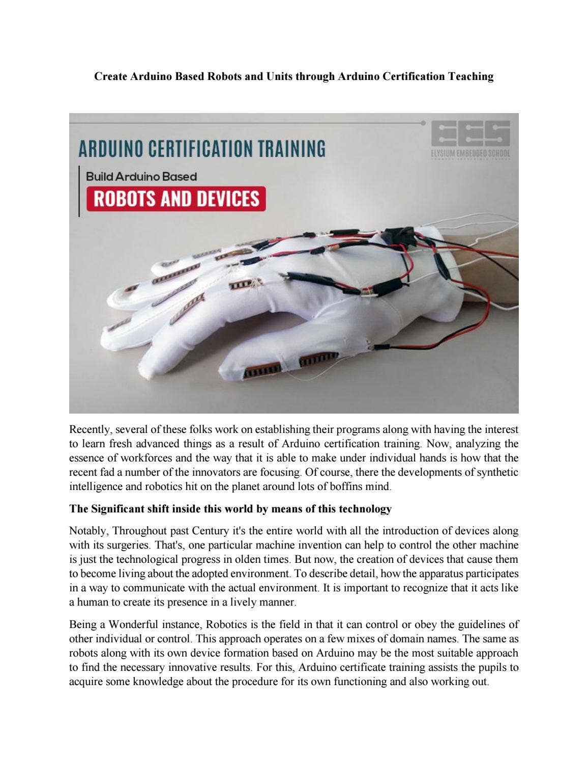 Arduino Certification Training by Elysium Embedded School - Issuu