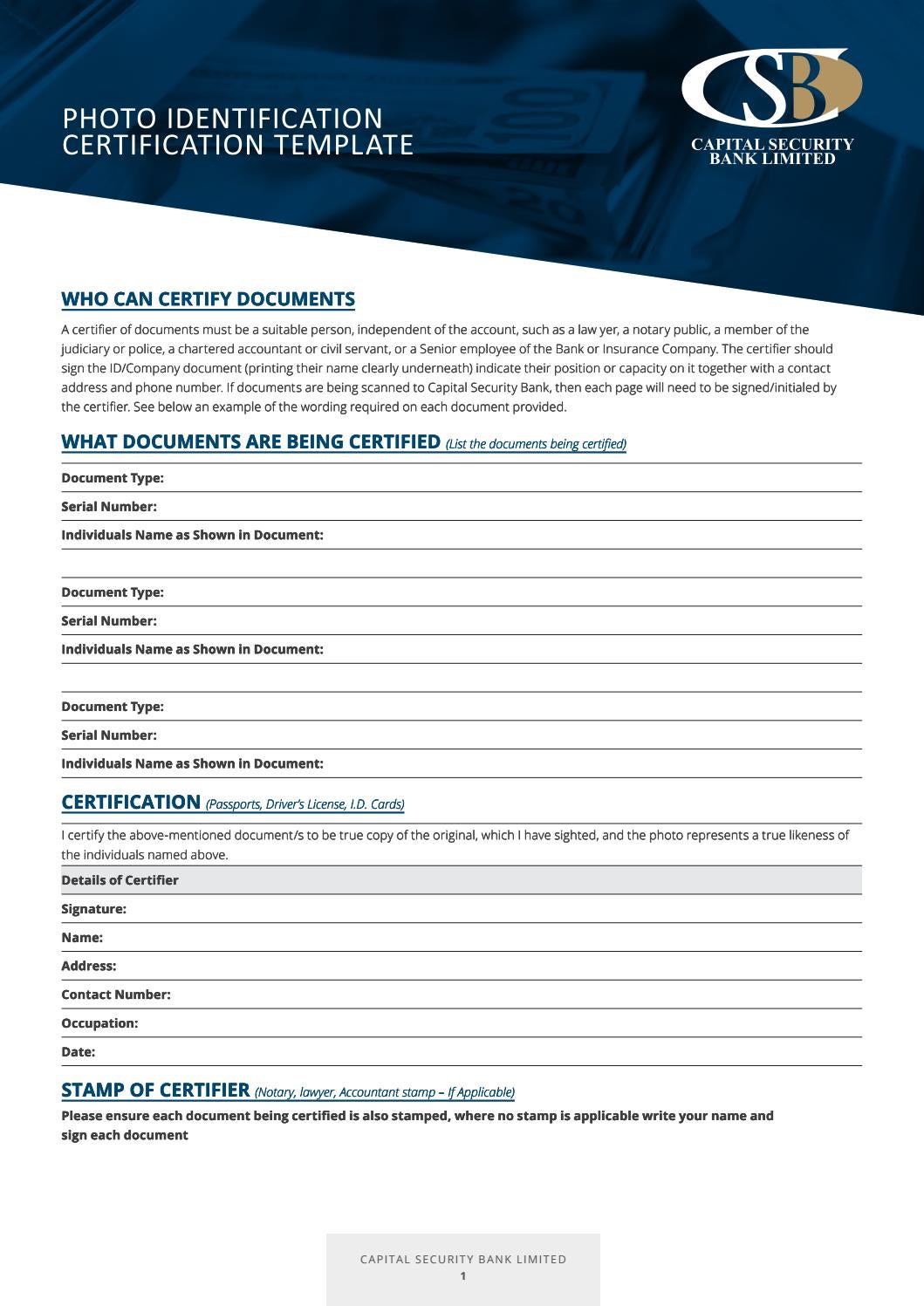 CSB Photo ID Certification Template by CSB Chiavanni Le'Mon - Issuu