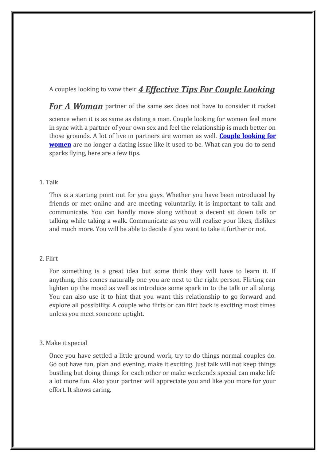 4 Effective Tips For Couple Looking For A Woman by Will Pastons - Issuu