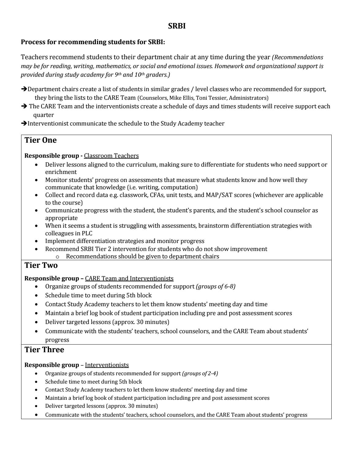 SRBI Grades 9-12 by Waterford Public Schools - Issuu