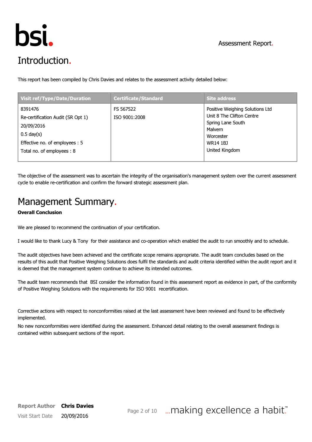 BSI AUDIT 2016 by positiveweighing - Issuu