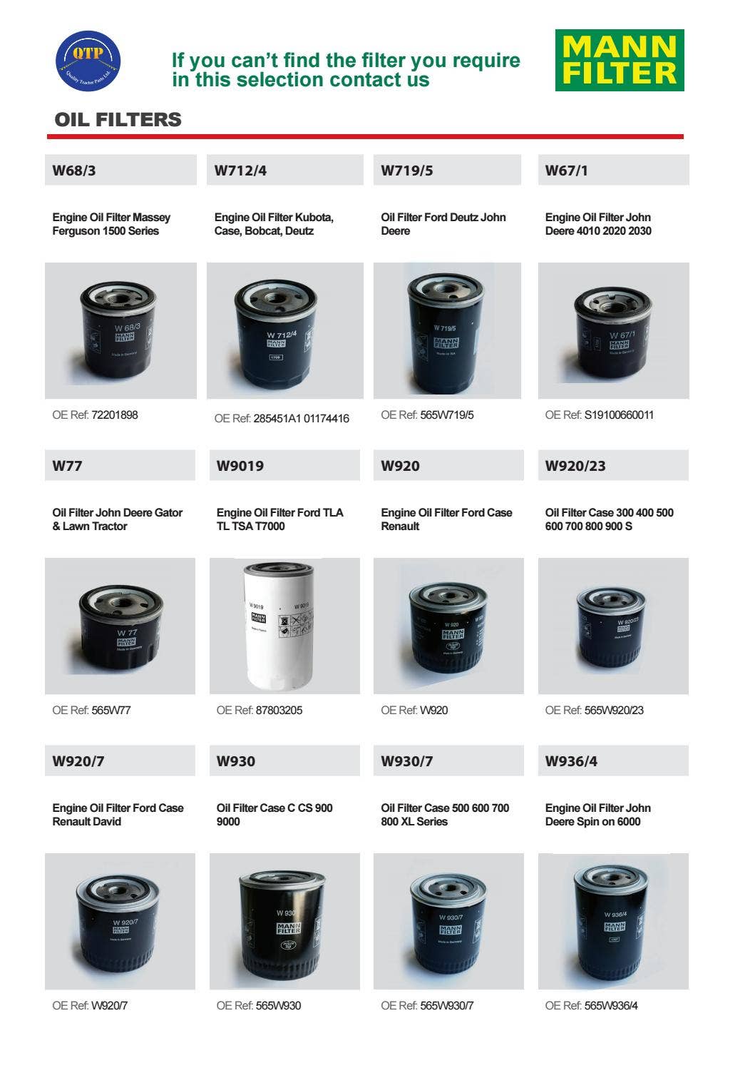 Mann catalogue by Quality Tractor Parts - Issuu