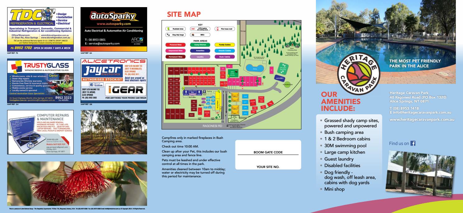 Alice Springs Heritage Caravan Park Brochure by Just Brilliant Guides ...
