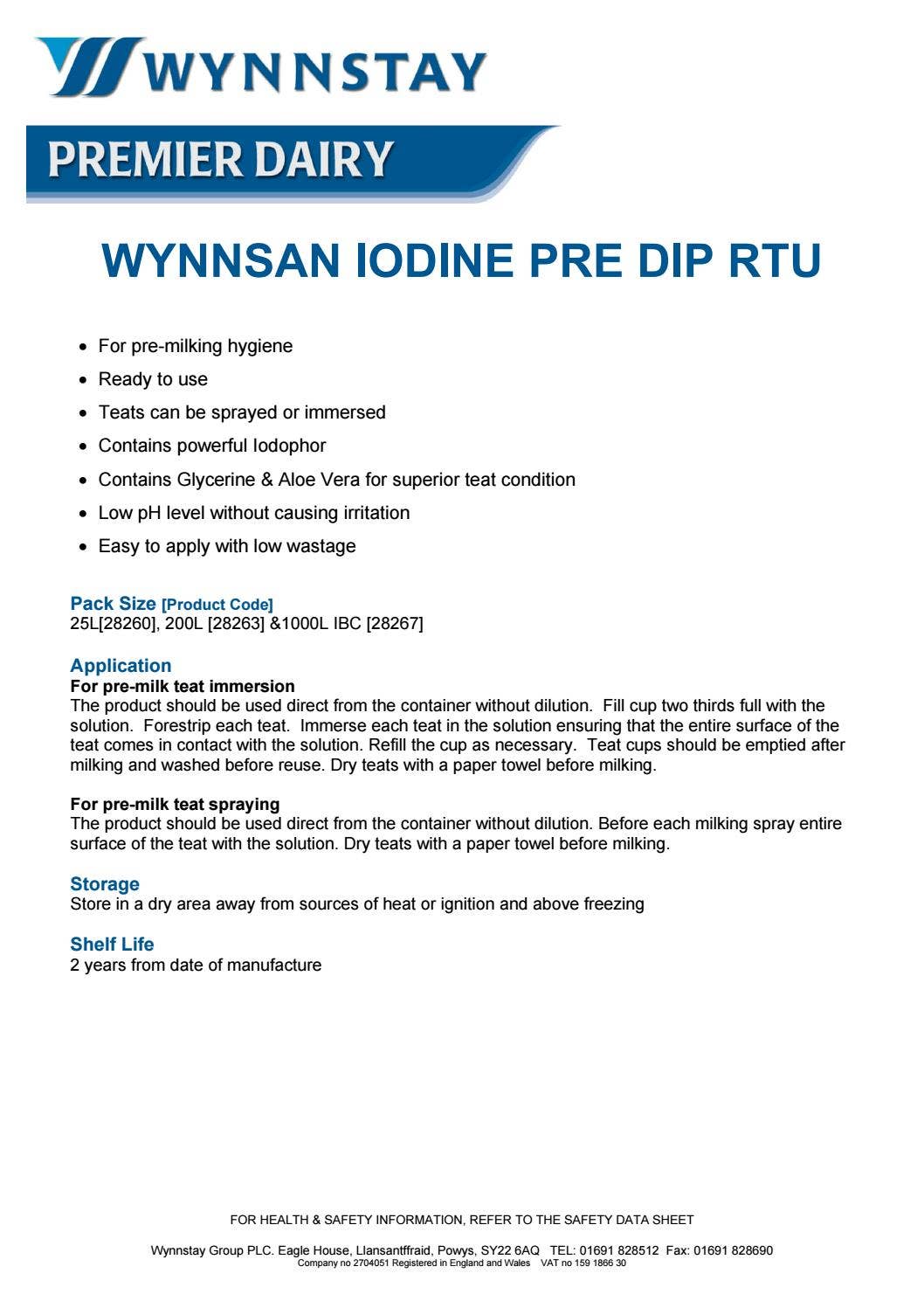 Wynnstay Iodine Pre Dip RTU PI by WynnstayGroup - Issuu