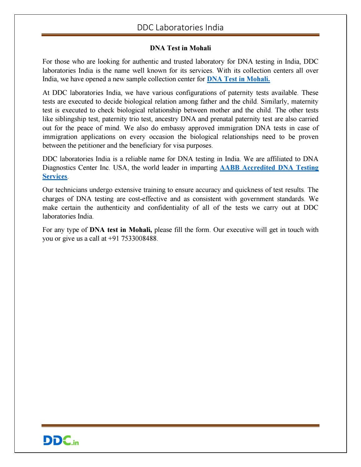 DNA Test in Mohali by DNA Diagnostics and Genetic Center - Issuu