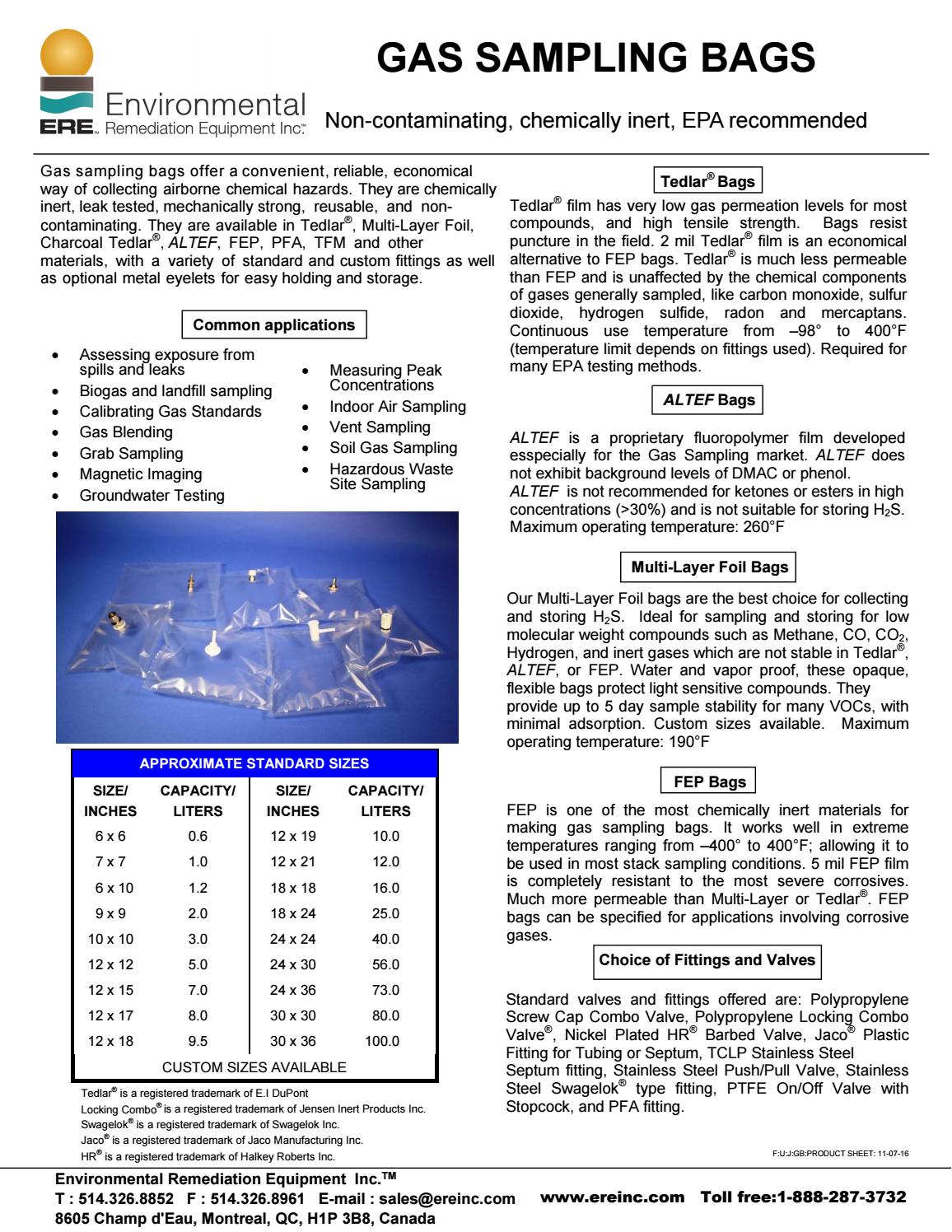 Gas sample product sheet by ERE Inc - Issuu