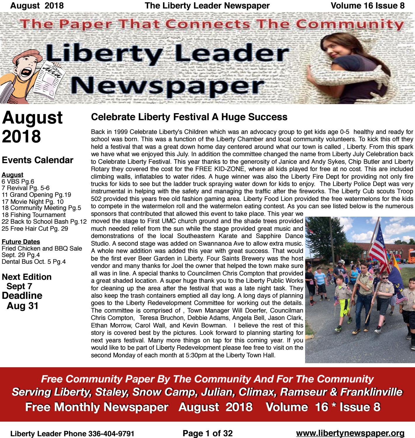 Liberty Leader Newspaper Aug 2018 by Kevin Bowman - Issuu