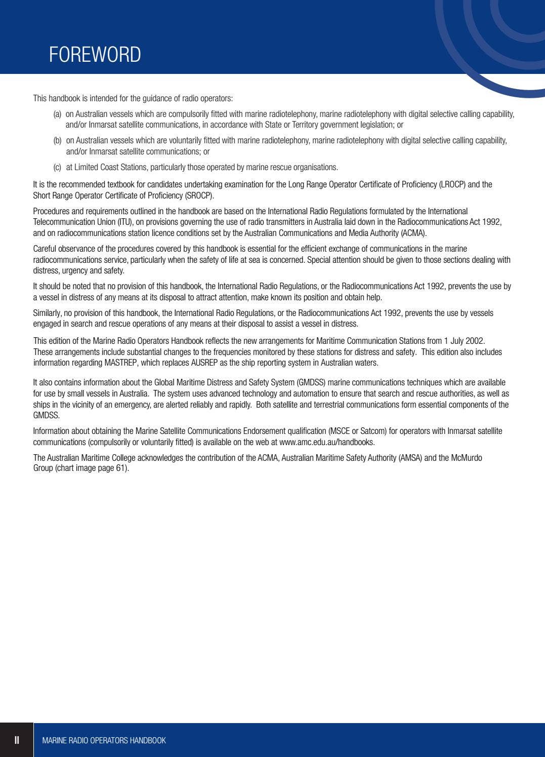 Marine Radio Operators Handbook by Australian Maritime College - Issuu