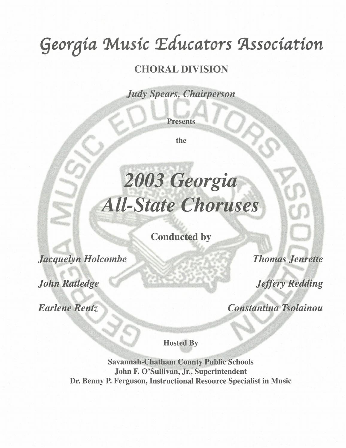 2003 GMEA All-State Chorus Program by Georgia Music Educators ...