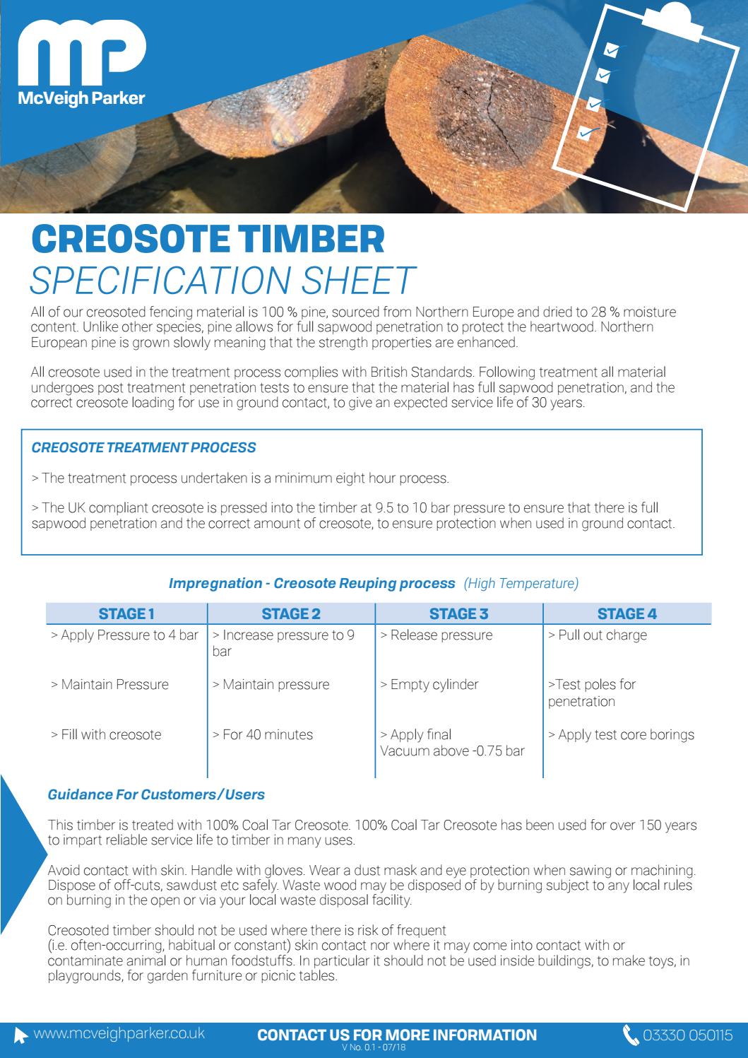 Creosote timber spec sheet by McVeigh Parker Farm & Fencing Suppliers ...