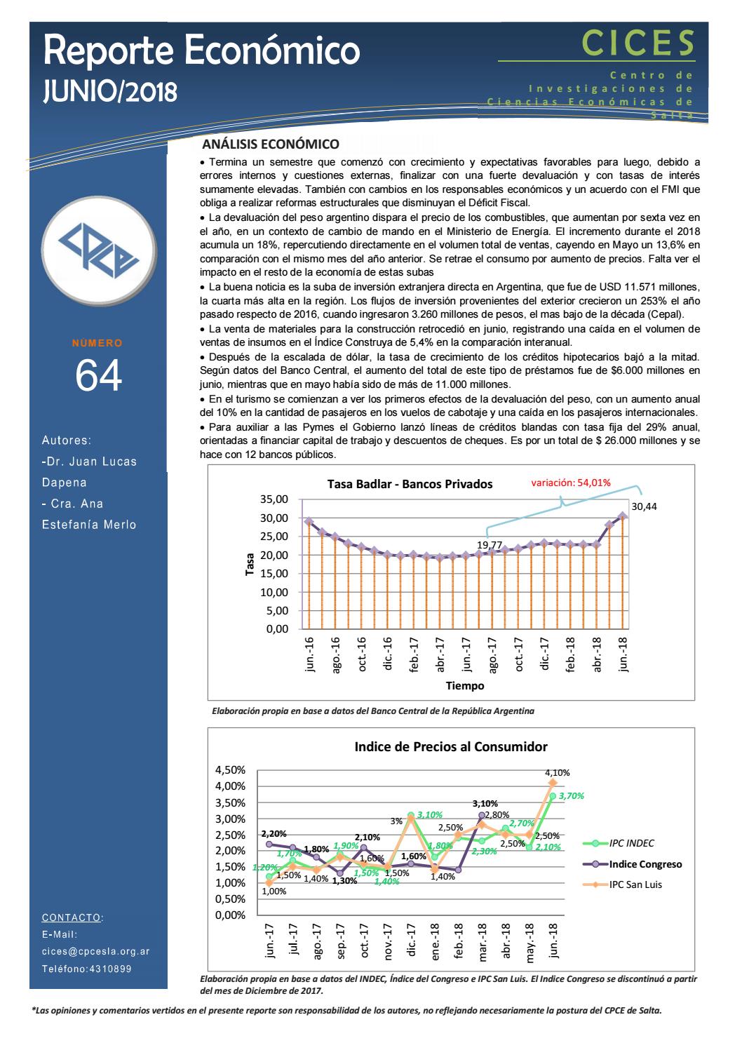 Reporte Económico Junio 2018 by Auxiliar Sistemas Web - Issuu