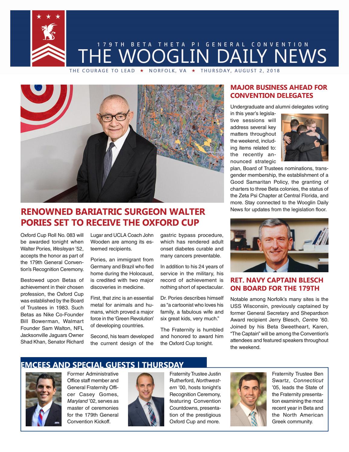 Thursday's Wooglin Daily News - 179th General Convention by Beta Theta ...