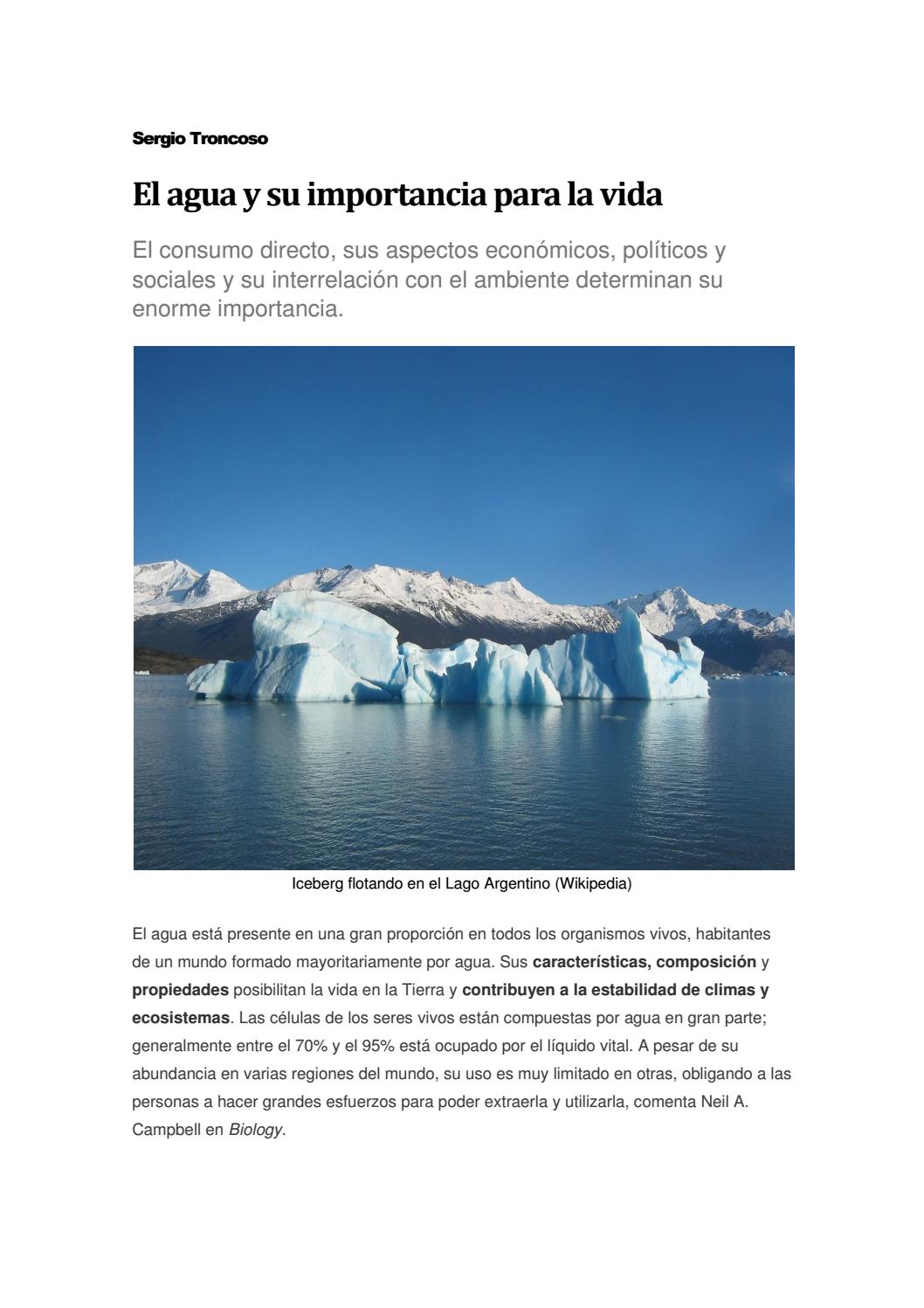El agua y su importancia para la vida by Sergio Troncoso - Issuu