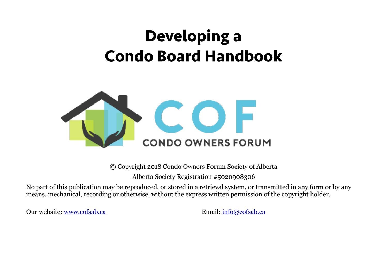 Developing a Condo Board Handbook by Condo Owners Forum - Issuu