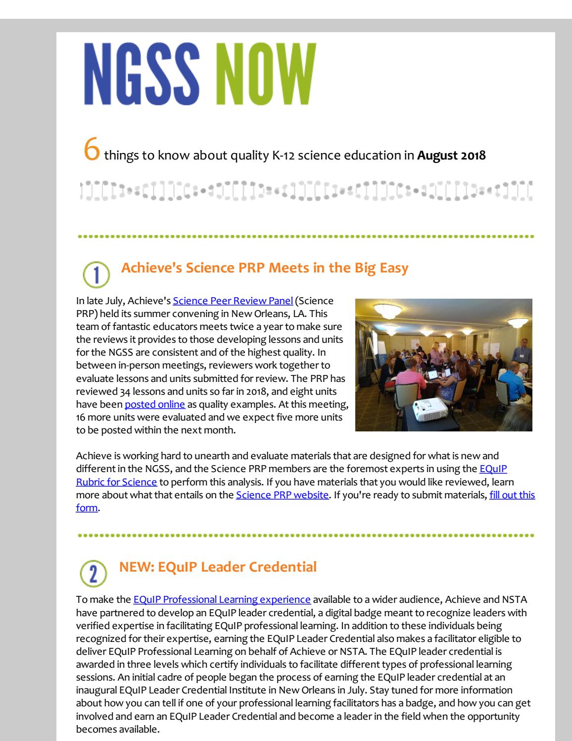 August 2018 NGSS Now by NextGenScience - Issuu