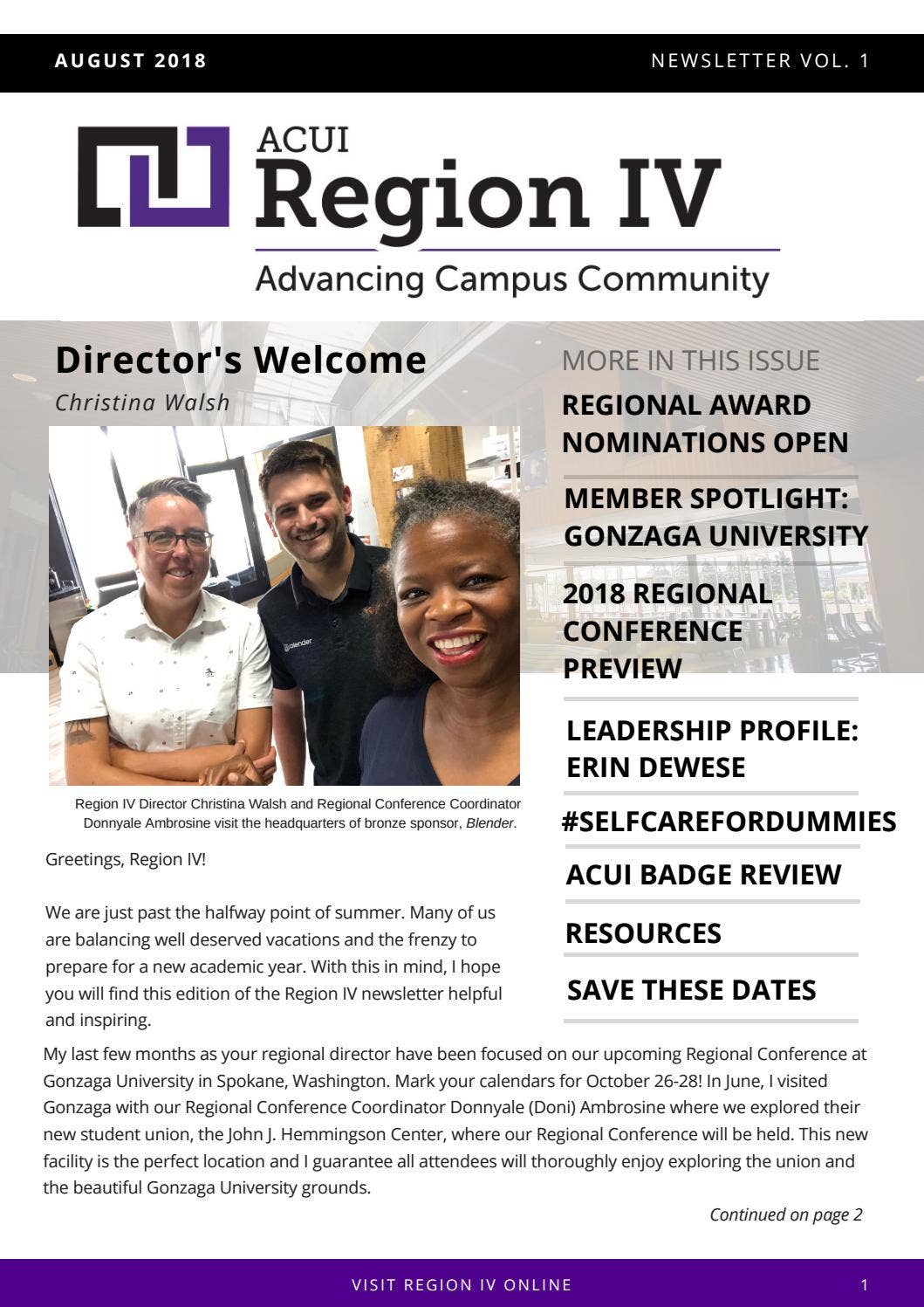ACUI Region IV Newsletter AUG 2018 Vol. I by ACUI - Issuu