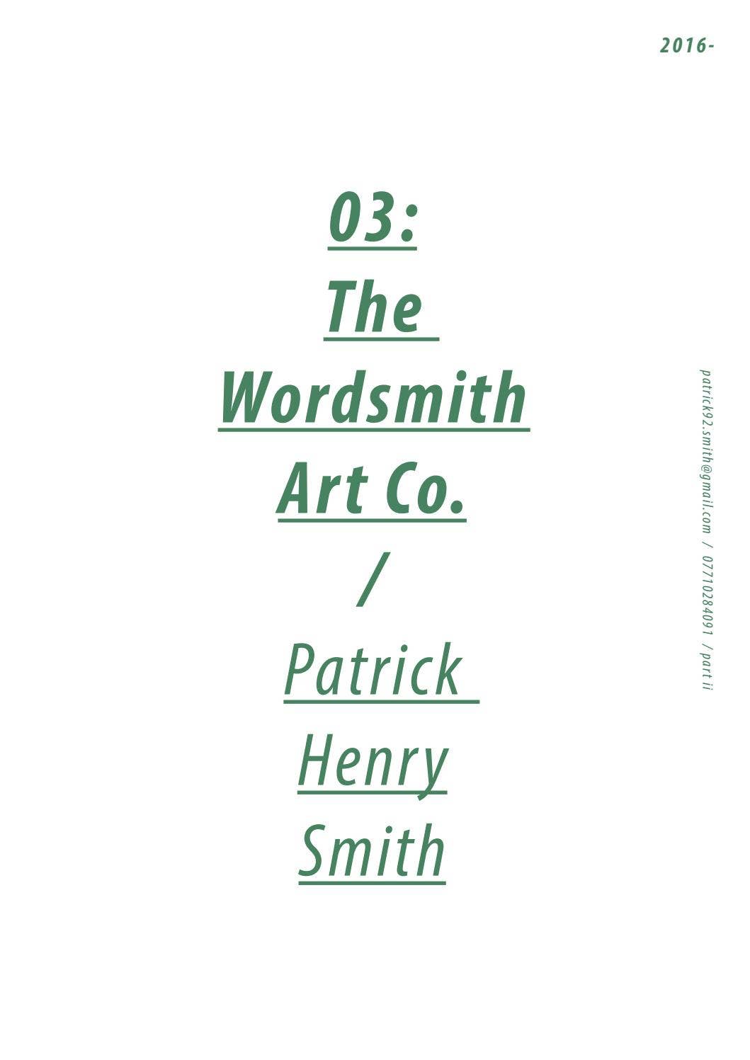 03_The Wordsmith Art Co by Patrick Henry Smith - Issuu