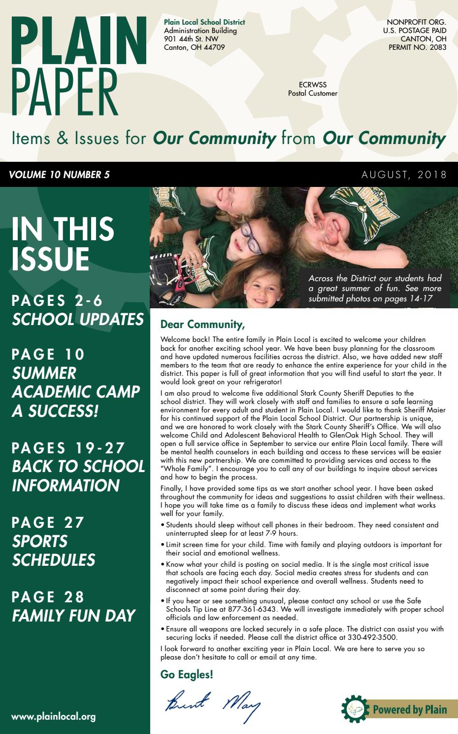 August 2018 Plain Paper by Plain Local Schools - Issuu