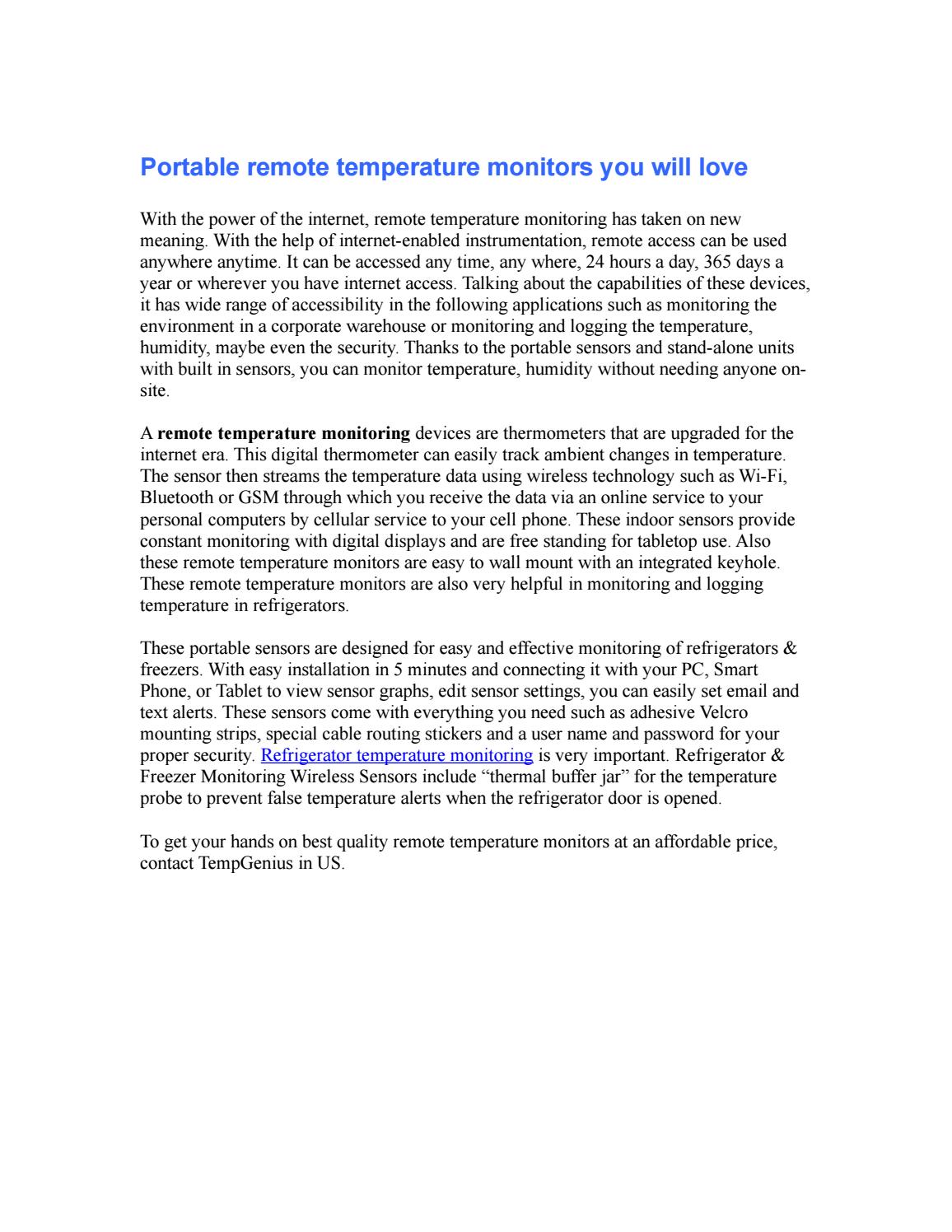 Portable remote temperature monitors you will love by tempgenius - Issuu
