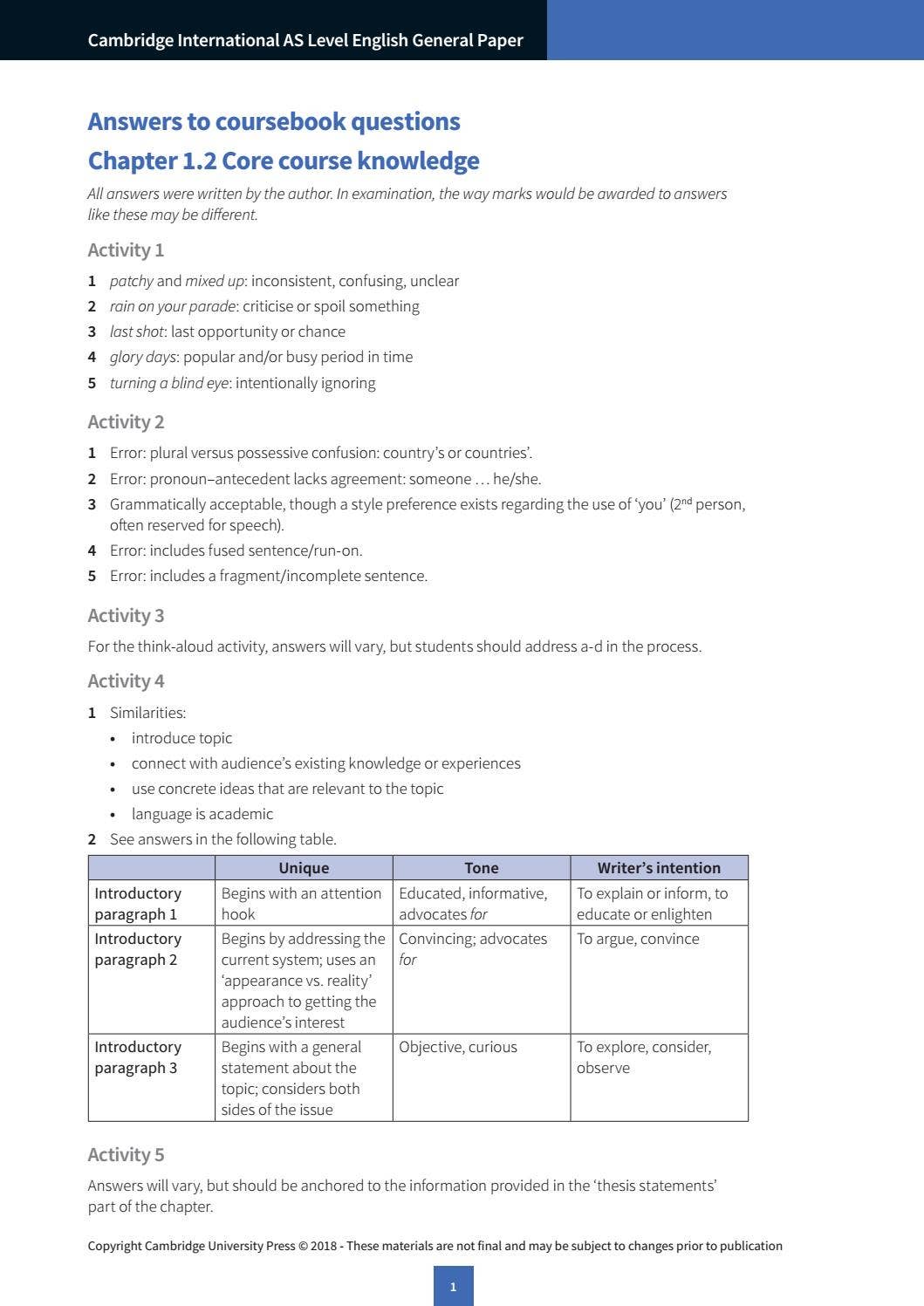 Cambridge International AS Level English General Paper Starter Pack by ...