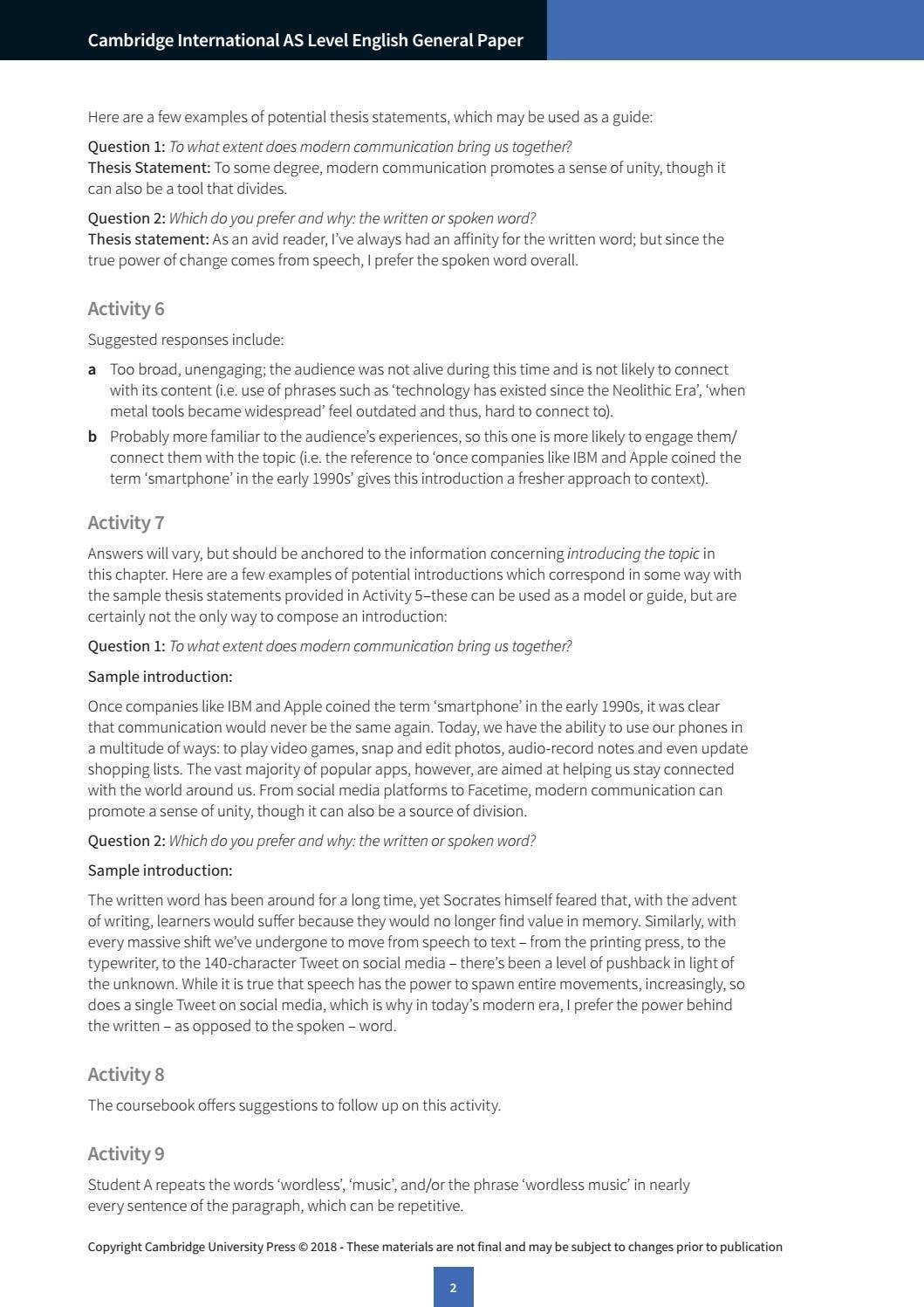 Cambridge International AS Level English General Paper Starter Pack by ...