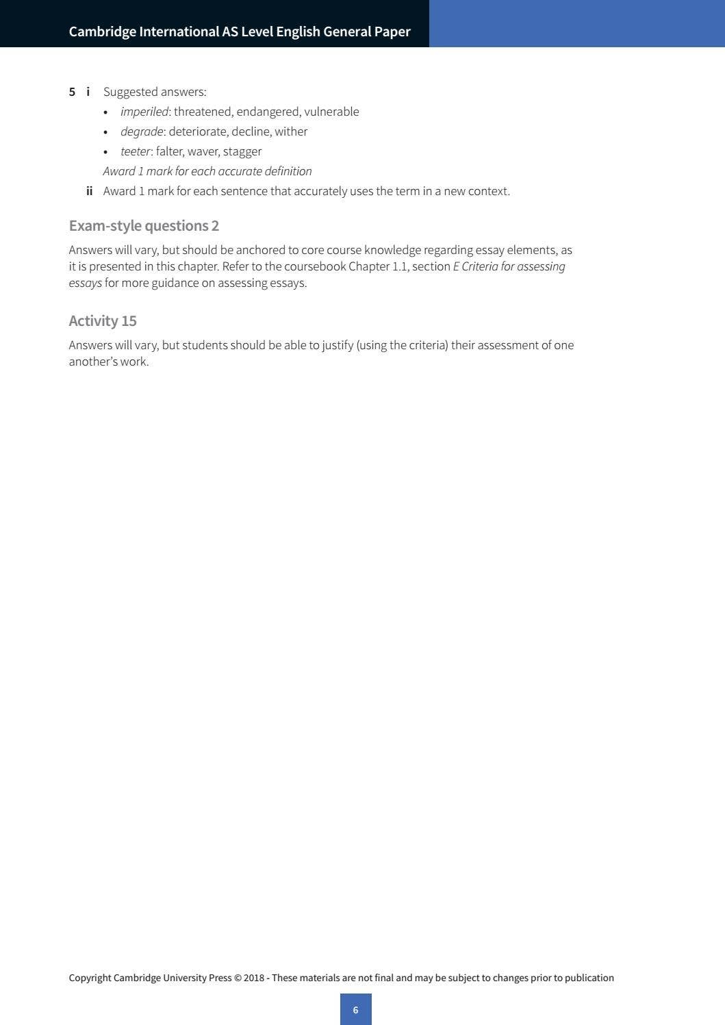 Cambridge International AS Level English General Paper Starter Pack by ...