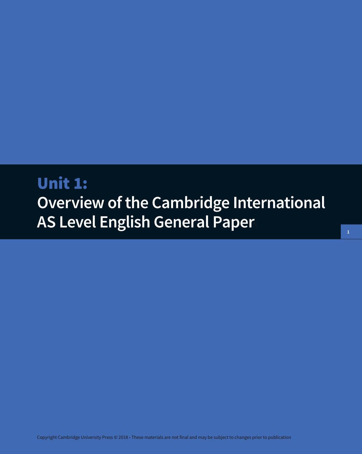 Cambridge International AS Level English General Paper Starter Pack by ...