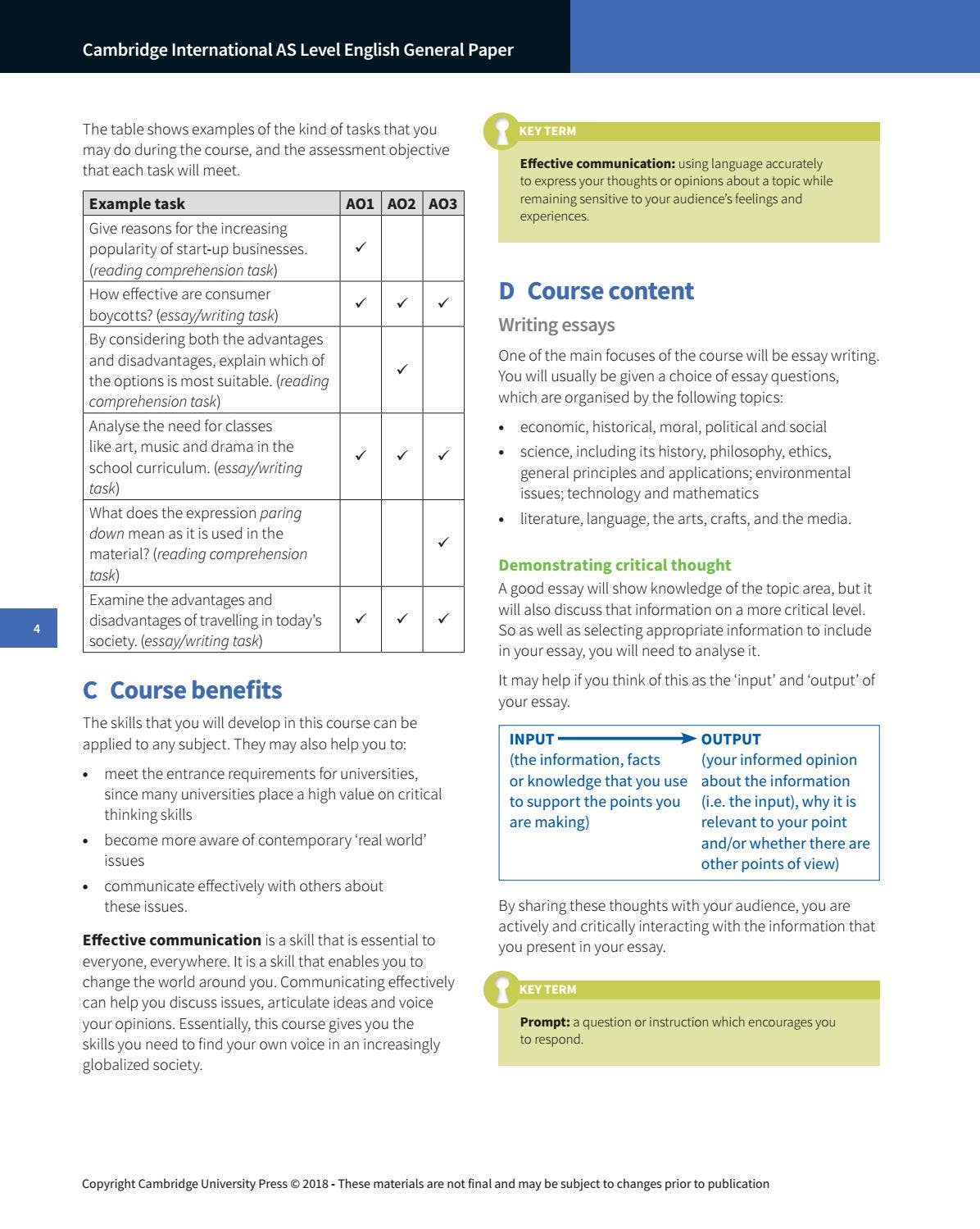 Cambridge International AS Level English General Paper Starter Pack by ...