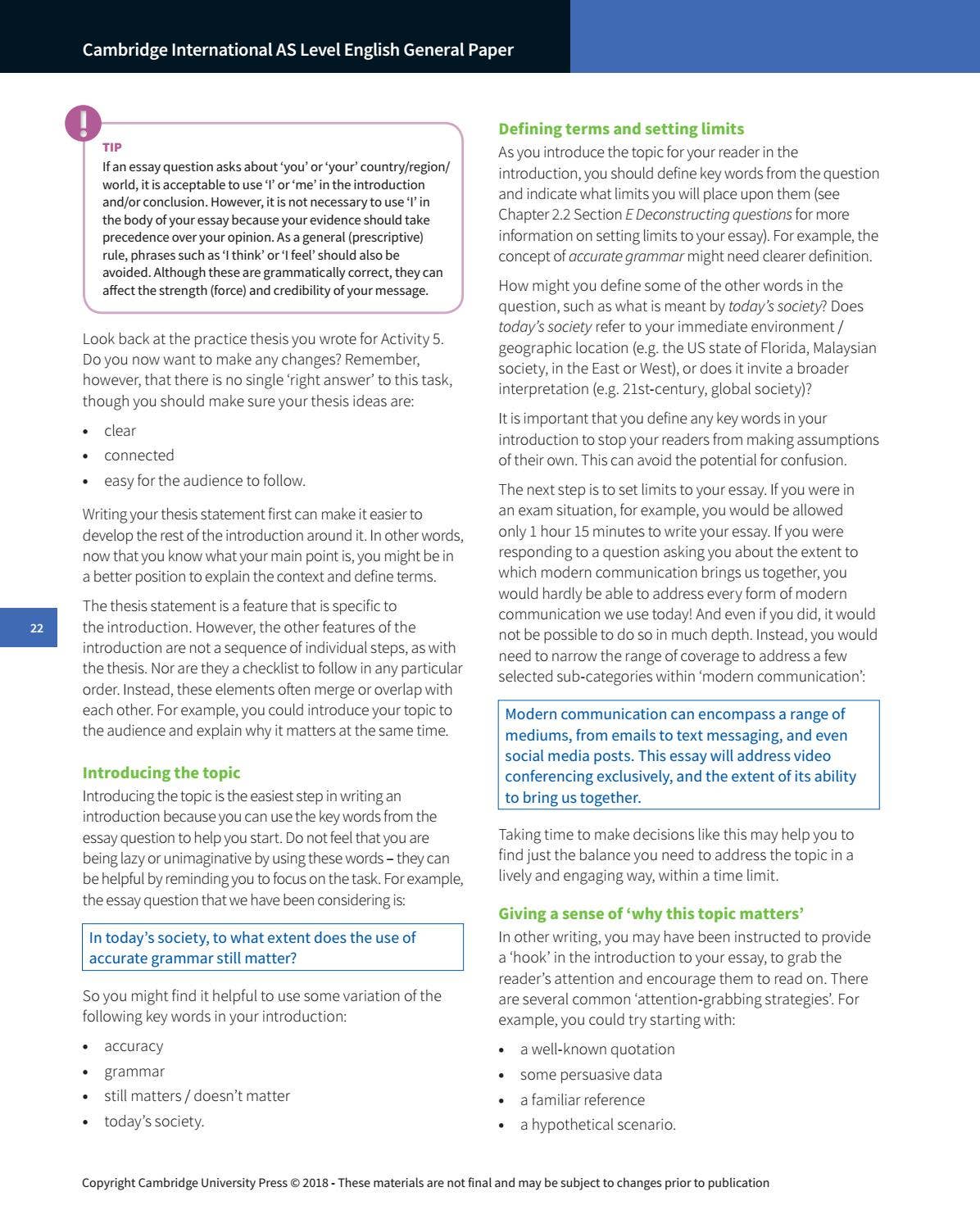 Cambridge International AS Level English General Paper Starter Pack by ...