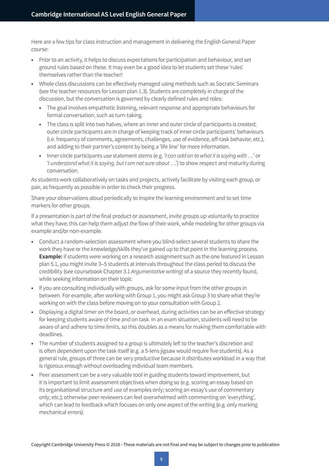 Cambridge International AS Level English General Paper Starter Pack by ...