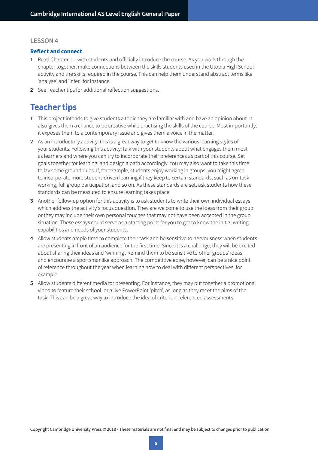 Cambridge International AS Level English General Paper Starter Pack by ...