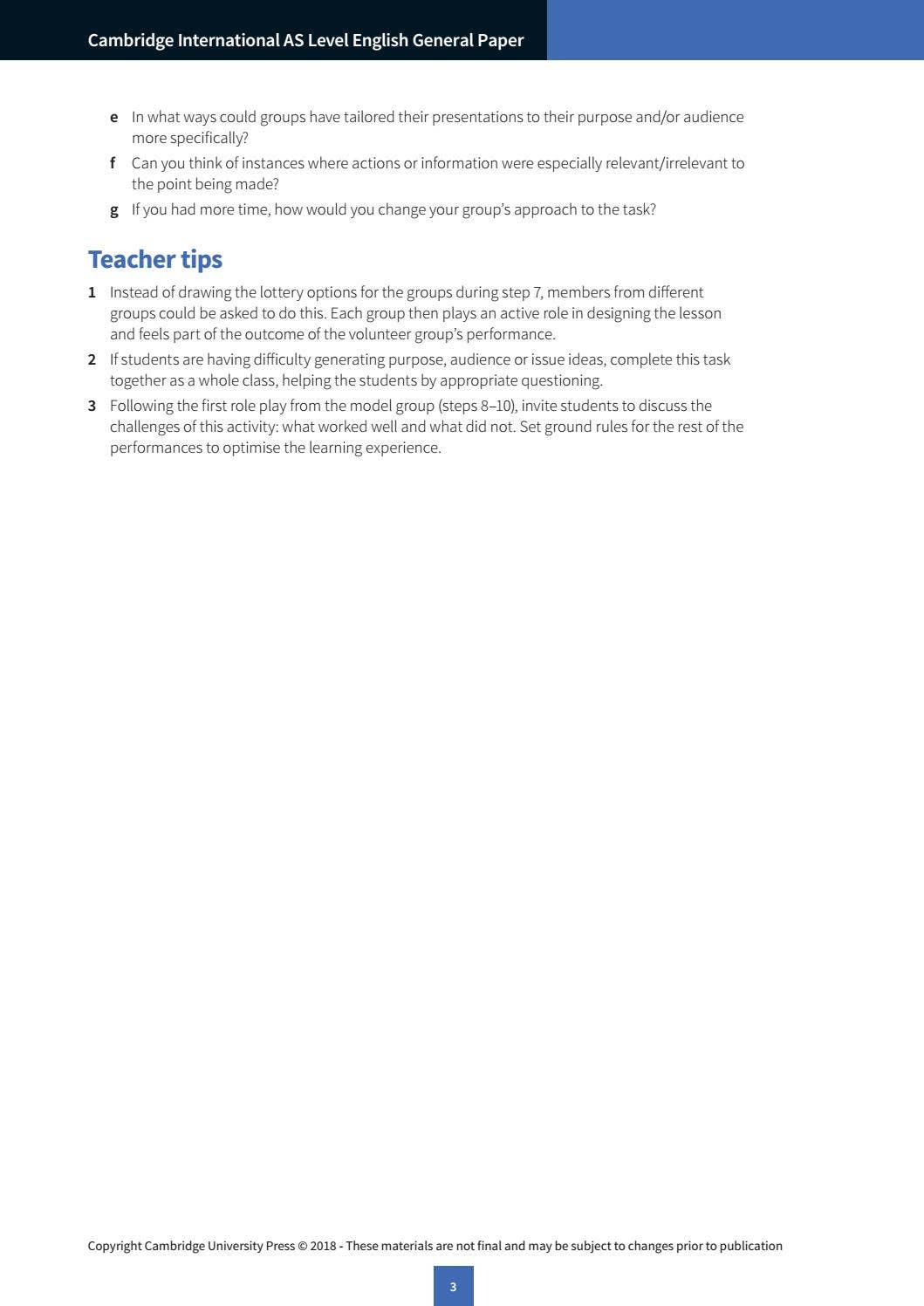 Cambridge International AS Level English General Paper Starter Pack by ...