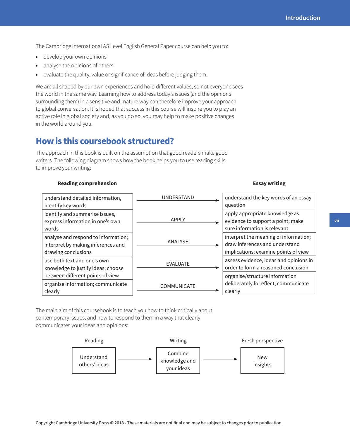 Cambridge International AS Level English General Paper Starter Pack by ...