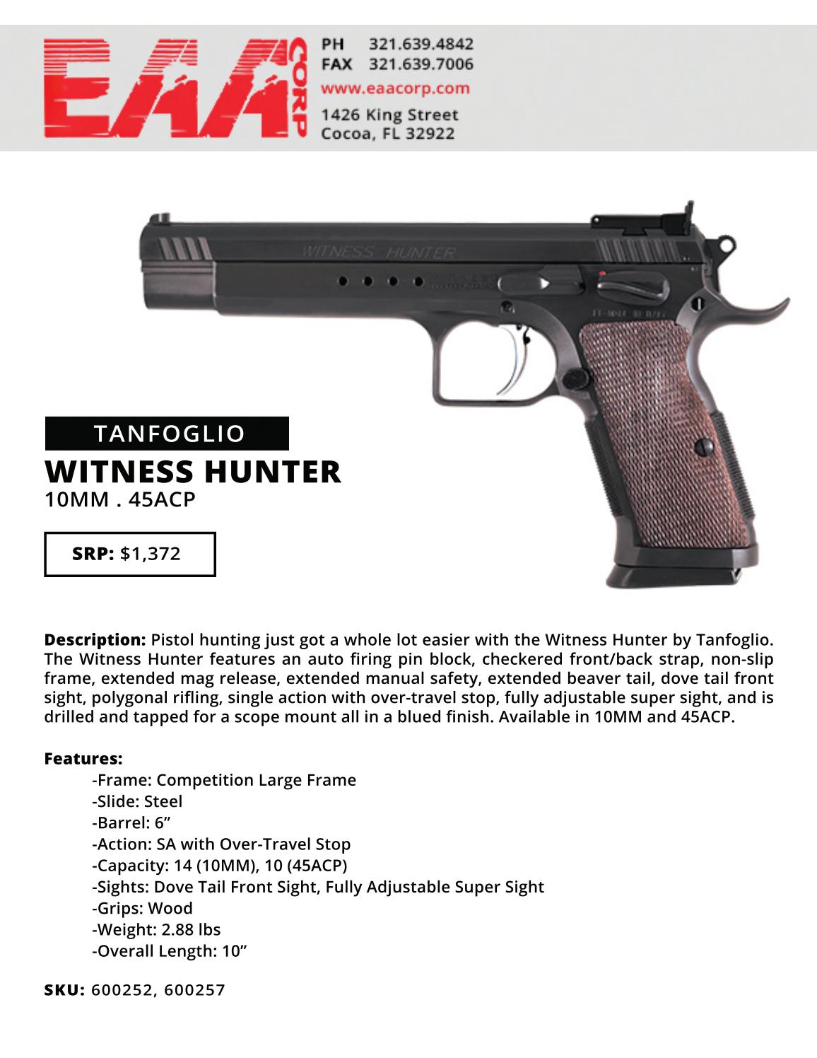 Witness Hunter Sell Sheet by EAA Corp - Issuu