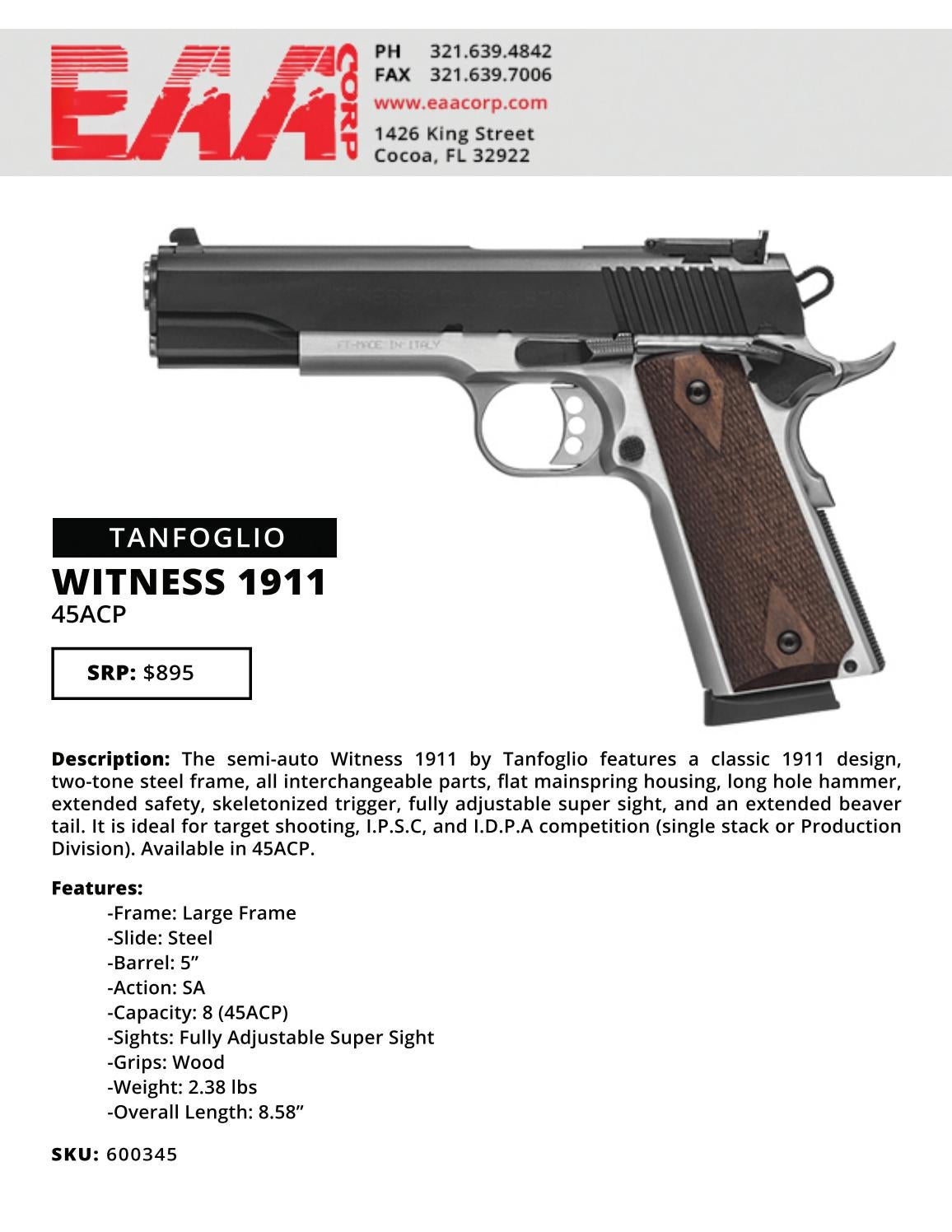 Witness 1911 Sell Sheet by EAA Corp - Issuu
