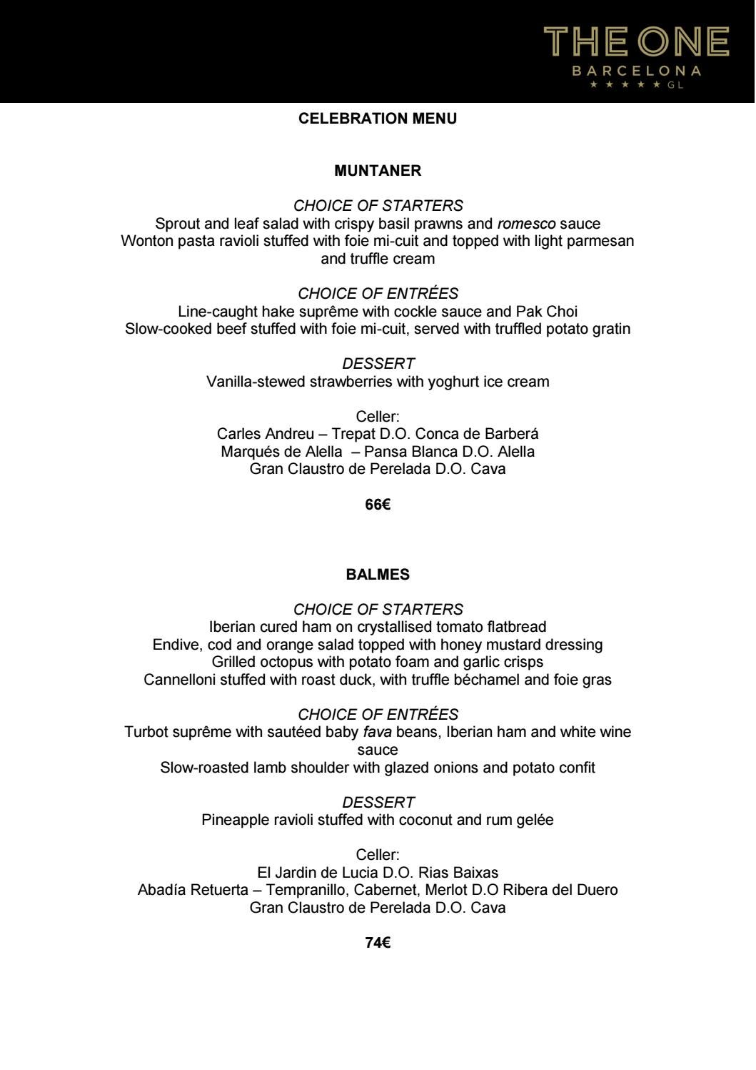 Celebration menu by H1O Hotels - Meetings & Events - Issuu