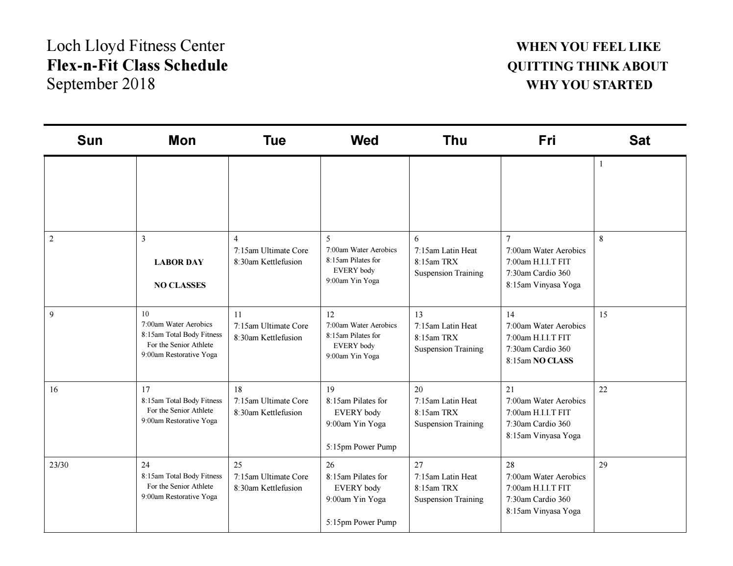 September Flex 'n Fit Calendar by Loch Lloyd Country Club - Issuu