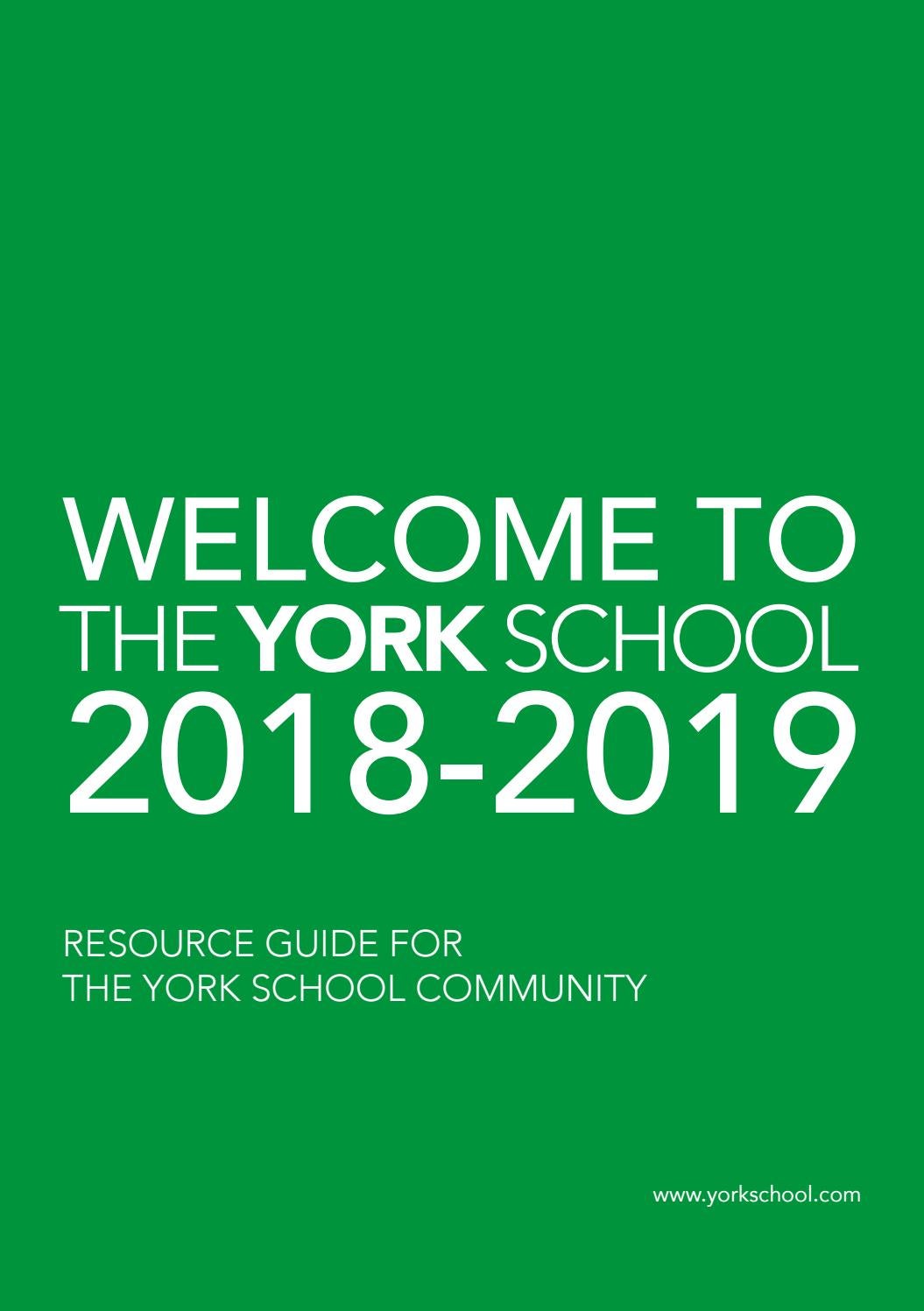 Welcome Resource Guide for The York School community 2018-2019 by The ...