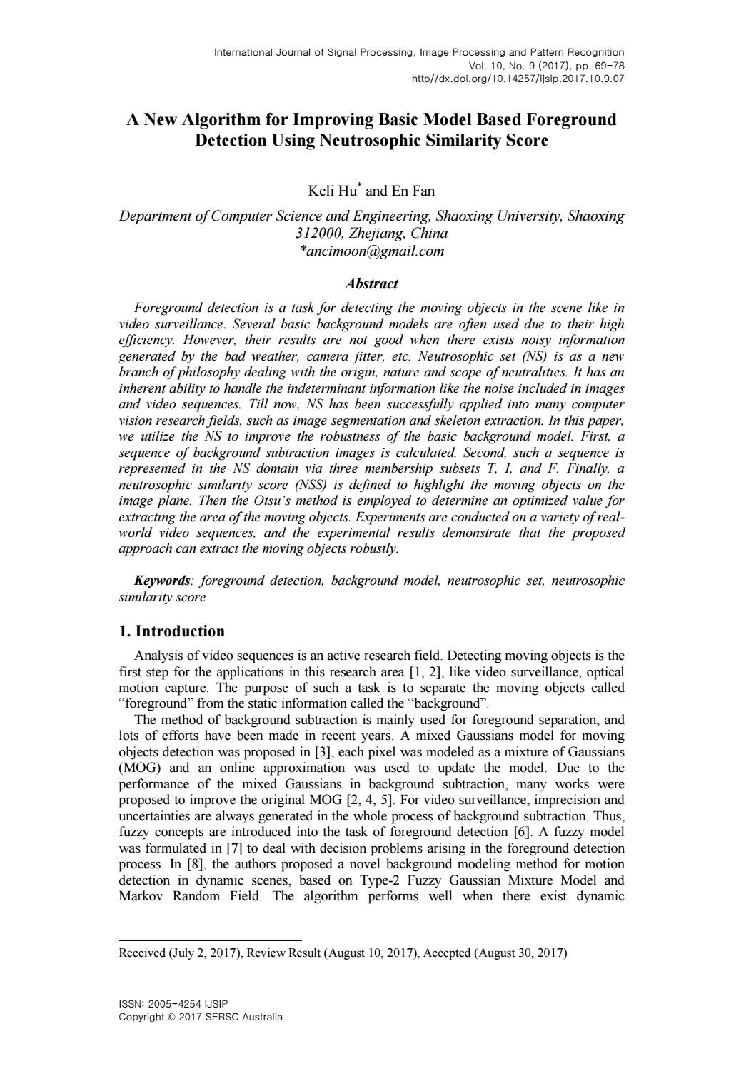 A New Algorithm For Improving Basic Model Based Foreground Detection Using Neutrosophic