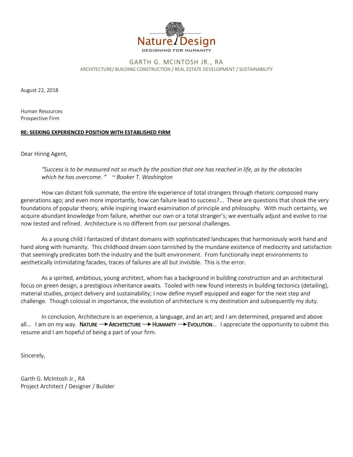 Resume Cover Letter by Garth McIntosh - Issuu