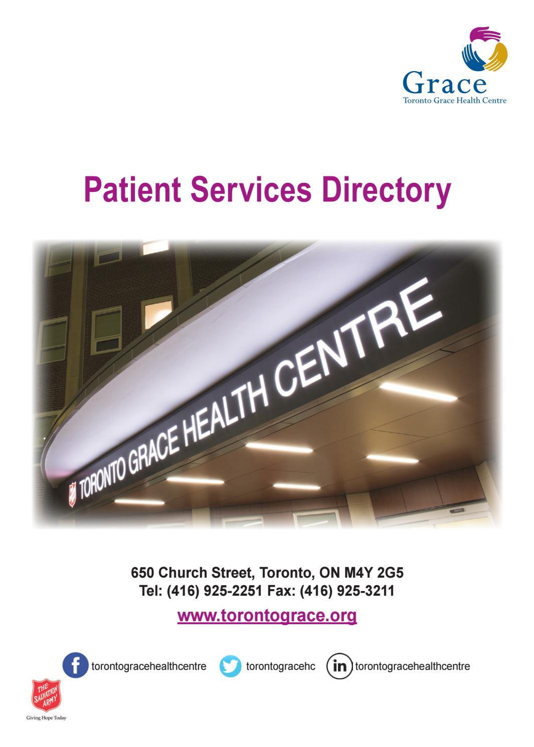 Toronto Grace Health Centre Patient Services Directory by Willow ...