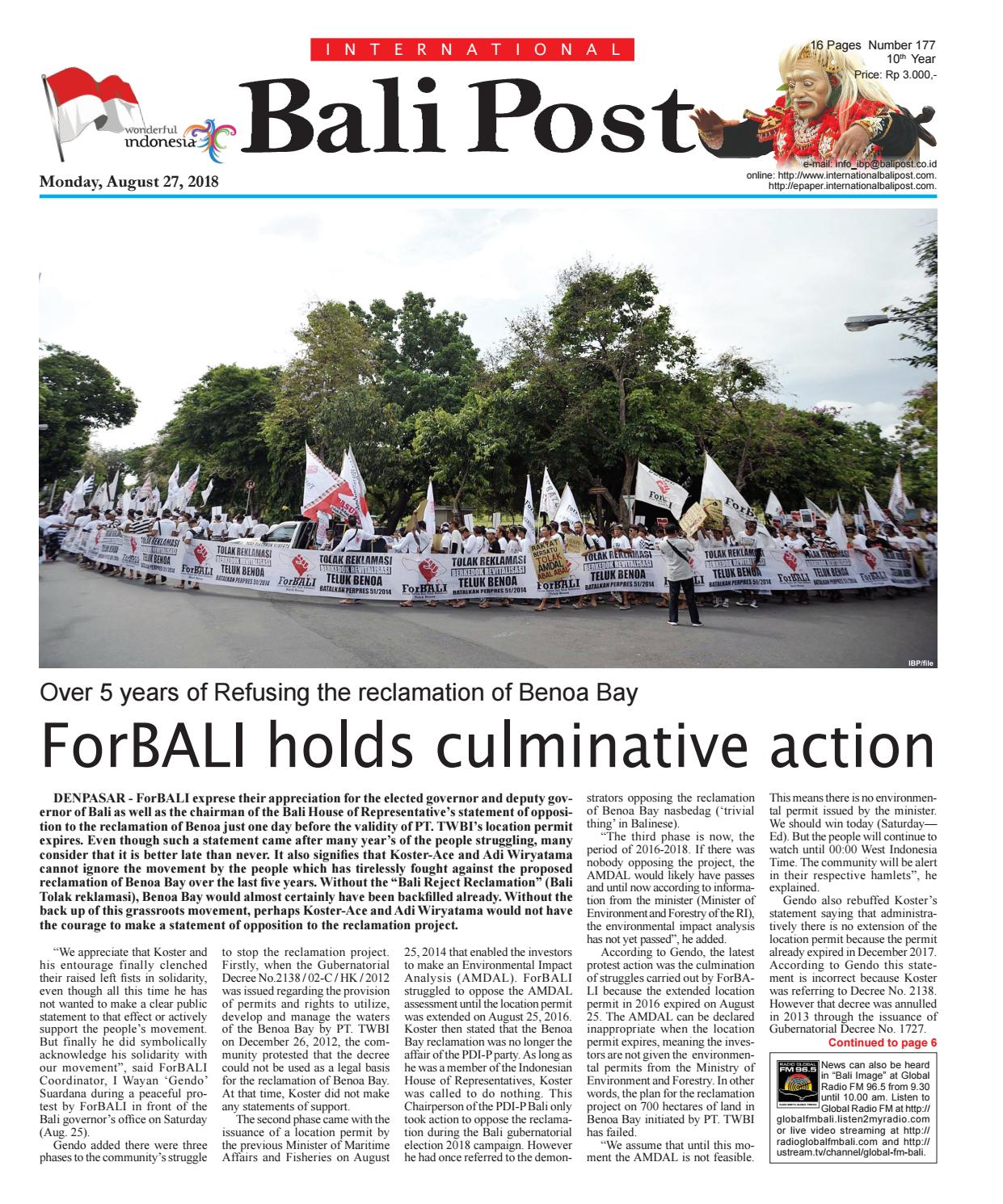 Edition Monday, August 27, 2018 | International Bali Post by e-Paper ...